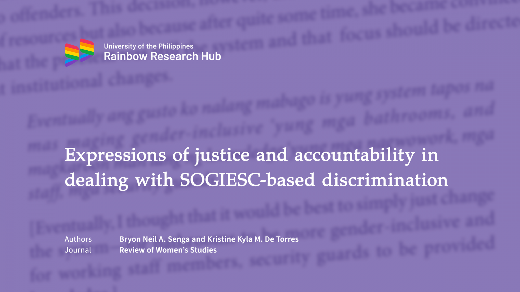 Expressions of Justice and Accountability in Dealing with SOGIESC-Based ...
